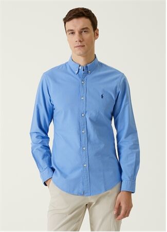 Polo Ralph Lauren Erkek Mavi Düğmeli Yaka Oxford Gömlek S EU