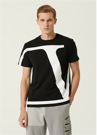 Valentino Erkek Siyah Logo Baskılı T-shirt S EU