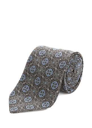 Beymen Collection Erkek Gri Mikro Desenli İpek Kravat EU IT