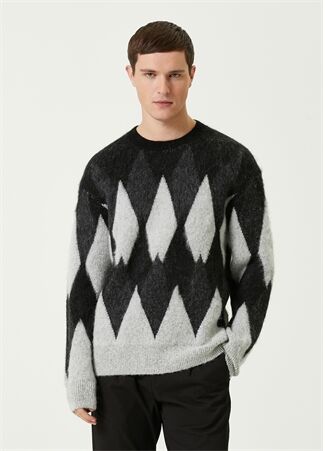 Allsaints Erkek Sigurd Gri Ekru Jakarlı Kazak S EU