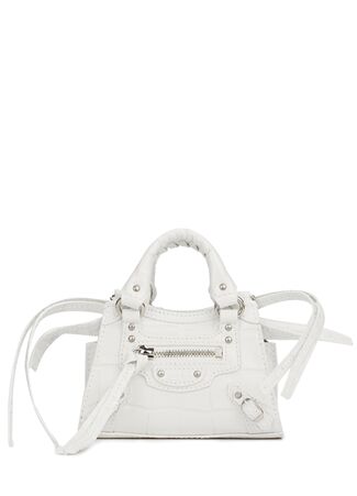 Balenciaga Kadın Neo Classic Nano Beyaz Deri Omuz Çantası EU