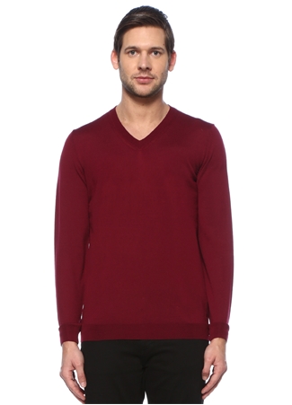 Hemington Erkek Warren Bordo V Yaka Yün Kazak L EU