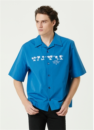 Givenchy Erkek Mavi Logo Detaylı Kısa Kollu Gömlek 39 It Givenchy Erkek Mavi Logo Detaylı Kısa Kollu Gömlek 39 It