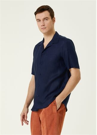 Pal Zileri Erkek Lacivert Keten Gömlek 40 IT