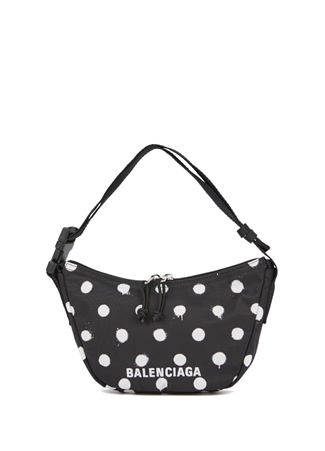 Balenciaga Kadın Siyah Beyaz Puantiyeli El Çantası EU