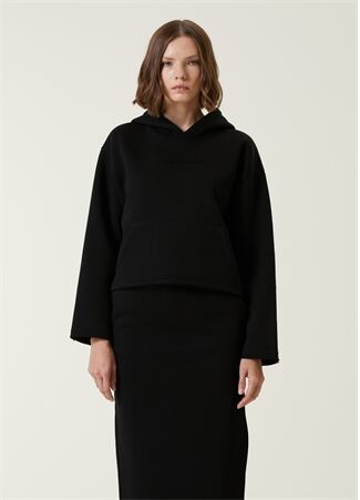 Academia Kadın Siyah Kapüşonlu Sweatshirt S