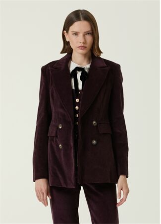 Faraway Kadın Bordo Fitilli Kadife Kruvaze Ceket 34 EU Faraway Kadın Bordo Fitilli Kadife Kruvaze Ceket 34 EU