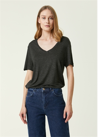 Beymen Kadın Antrasit V Yaka Basic T-shirt Gri XS EU Beymen Kadın Antrasit V Yaka Basic T-shirt Gri XS EU