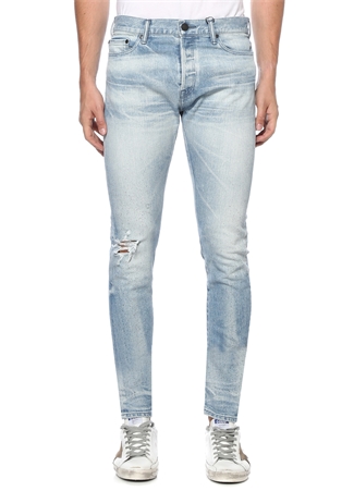 John Elliott Erkek Mavi Normal Bel Jean Pantolon 30 US