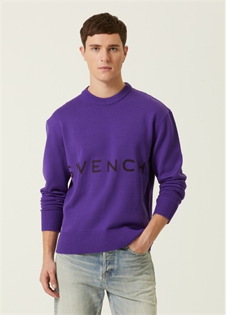 Givenchy Erkek Mor Logolu Yün Kazak M EU Givenchy Erkek Mor Logolu Yün Kazak M EU