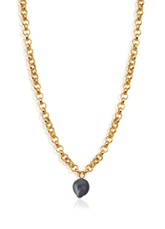 Peracas Kadın Uç Detaylı Altın Rengi Kaplama Kolye Siyah EU