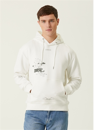 Academia Erkek Beyaz Kapüşonlu Yazı Baskılı Sweatshirt XS EU Academia Erkek Beyaz Kapüşonlu Yazı Baskılı Sweatshirt XS EU
