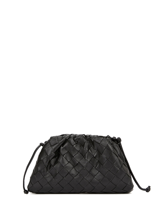 Bottega Veneta Kadın Mini Pouch Siyah Deri Omuz Çantası EU Bottega Veneta Kadın Mini Pouch Siyah Deri Omuz Çantası EU