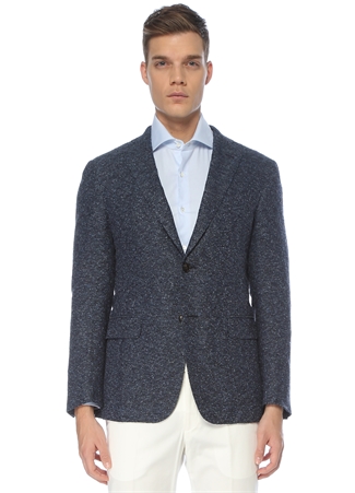 Pal Zileri Erkek Lacivert Nopeli Keten Ceket Mavi 48 IT