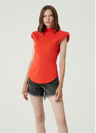 The Attico Kadın Kırmızı Omuz Detaylı T-shirt 42 IT