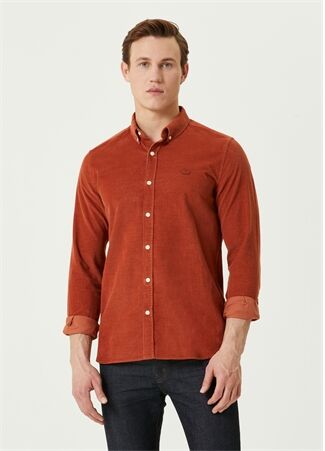 Lacoste Erkek Slim Fit Kahverengi Kadife Gömlek M Eu