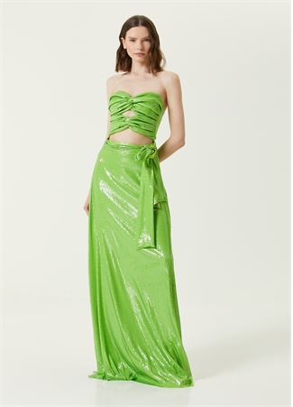 Raisa Vanessa Kadın Yeşil Straplez İşlemeli Maksi Abiye Elbise 36 Eu