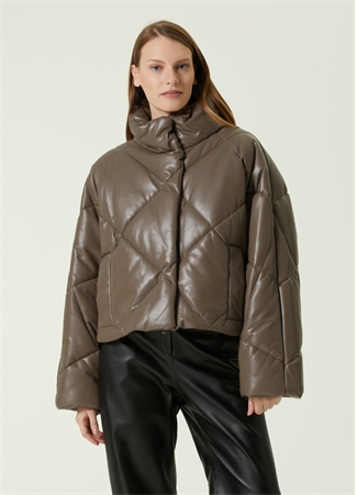 Stand Kadın Aina Taş Dik Yaka Kapitoneli Suni Deri Ceket Gri 34 FR Stand Kadın Aina Taş Dik Yaka Kapitoneli Suni Deri Ceket Gri 34 FR