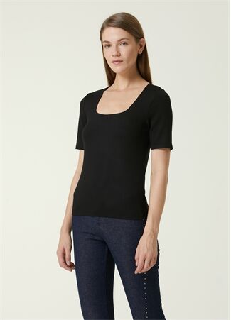 Beymen Club Kadın Siyah Kare Yaka T-shirt XS