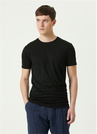 Lardini Erkek Siyah Yün T-shirt L EU