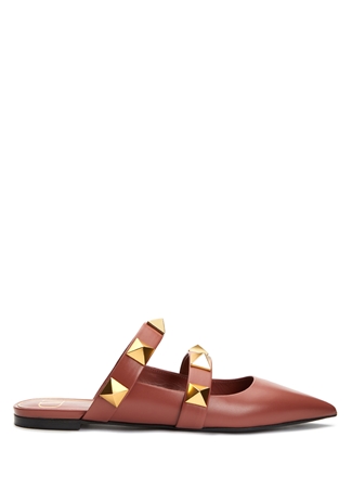 Valentino Garavani Kadın Taba Deri Terlik Bordo 36 Eu