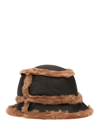 Academia Kadın Kahverengi Taba Deri Şapka EU