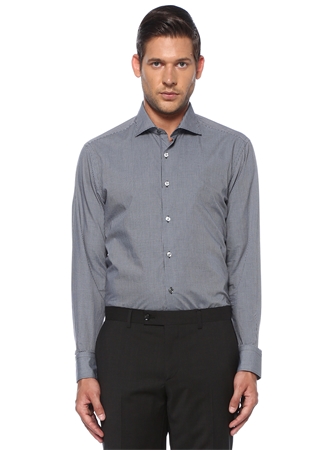 Pal Zileri Erkek Antrasit Pötikareli Gömlek Gri 38 IT