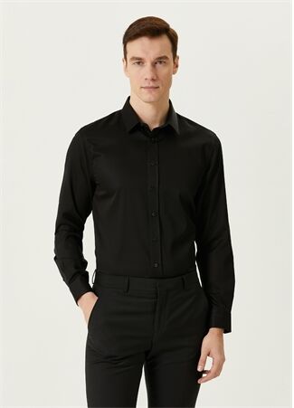 Network Erkek Slim Fit Siyah Gömlek 38 EU