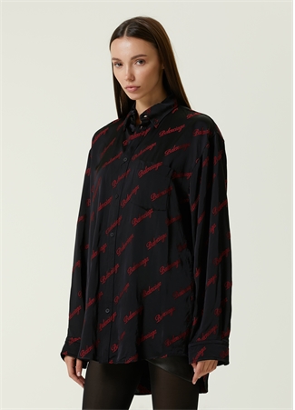 Balenciaga Kadın Siyah Kırmızı Logo Nakışlı Gömlek 34 IT Balenciaga Kadın Siyah Kırmızı Logo Nakışlı Gömlek 34 IT