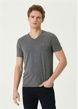 Beymen Club Erkek Antrasit Melanj V Yaka Logolu Basic T-shirt S Beymen Club Erkek Antrasit Melanj V Yaka Logolu Basic T-shirt S