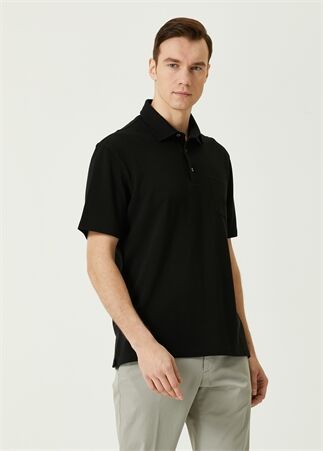 Zegna Erkek Siyah Polo Yaka T-shirt 48 IT