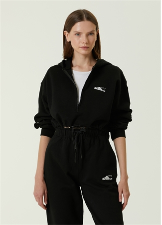 Fifty Pieces Kadın Siyah Logolu Kapüşonlu Crop Sweatshirt S EU Fifty Pieces Kadın Siyah Logolu Kapüşonlu Crop Sweatshirt S EU