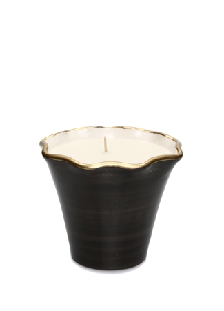 Moody Siyah Çiçek Formlu El Yapımı Mum Gri