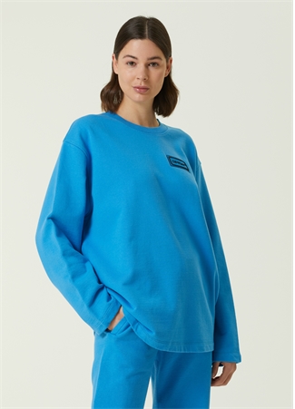 Off-White Kadın Mavi Logo Patchli Sweatshirt S EU Off-White Kadın Mavi Logo Patchli Sweatshirt S EU