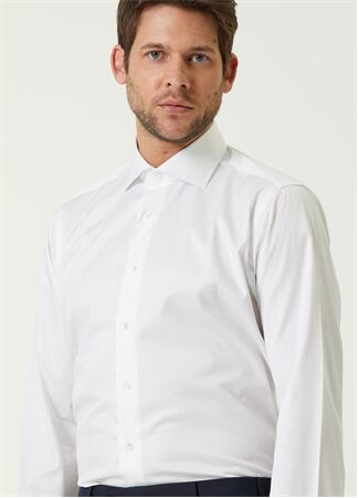 Canali Erkek Beyaz Modern Yaka Gömlek 42 IT