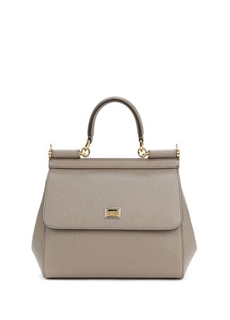 Dolce&Gabbana Kadın Sicily Vizon Deri Çanta Bej EU Dolce&Gabbana Kadın Sicily Vizon Deri Çanta Bej EU