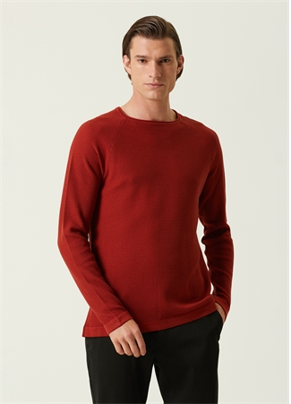 Network Erkek Slim Fit Kiremit Örgü Dokulu Kazak Kırmızı S EU Network Erkek Slim Fit Kiremit Örgü Dokulu Kazak Kırmızı S EU