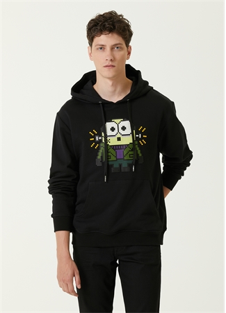 8-Bit by Mhrs Erkek Siyah Kapüşonlu Figür Detaylı Sweatshirt S EU 8-Bit by Mhrs Erkek Siyah Kapüşonlu Figür Detaylı Sweatshirt S EU