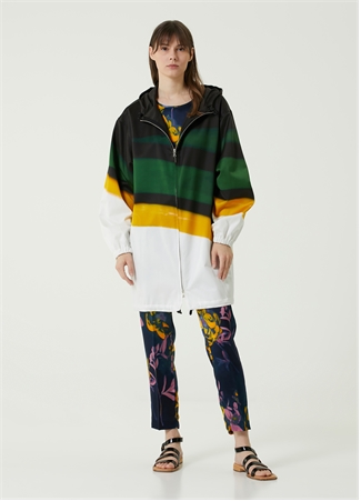 Dries Van Noten Kadın Colorblocked Kapüşonlu Yağmurluk Yeşil M EU Dries Van Noten Kadın Colorblocked Kapüşonlu Yağmurluk Yeşil M EU