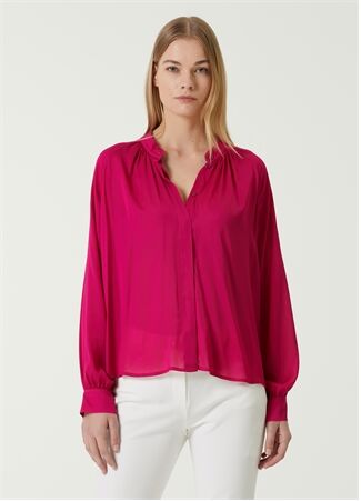 Beymen Collection Kadın Şeftali Hakim Yaka Dökümlü Gömlek Pembe 40