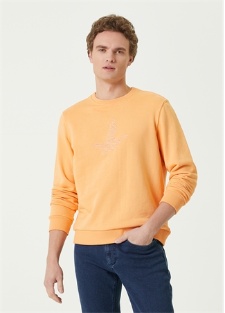 Beymen Club Erkek Turuncu Karalama Kuş Nakışlı Sweatshirt S