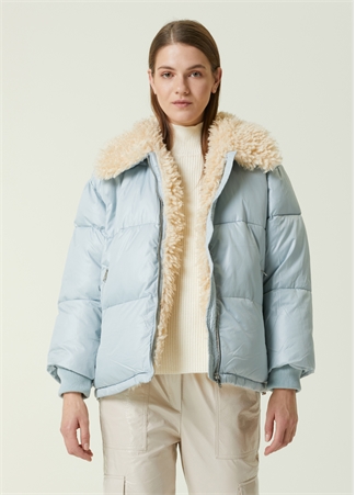 Beymen Club Kadın Oversize Mavi Suni Kürk Astarlı Puff Mont XS Beymen Club Kadın Oversize Mavi Suni Kürk Astarlı Puff Mont XS