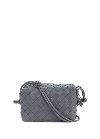 Bottega Veneta Kadın Loop Mini Gri Deri Çapraz Çanta EU Bottega Veneta Kadın Loop Mini Gri Deri Çapraz Çanta EU