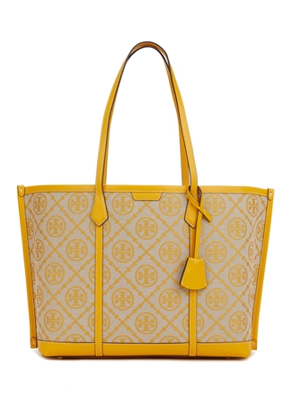 Tory Burch Kadın Perry T Sarı Logo Jakarlı Çanta EU