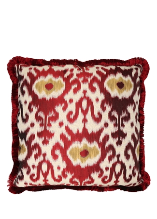 Karum Bordo Etnik Desenli Dekoratif Yastık Çok Renkli