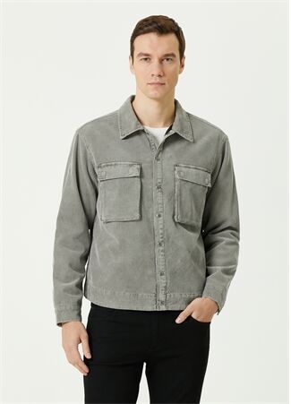 Allsaints Erkek Natt Gri Dış Gömlek S EU