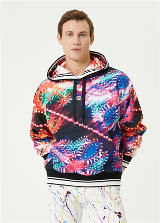 Dolce&Gabbana Erkek Lacivert Kapüşonlu Dijital Desenli Sweatshirt S EU Dolce&Gabbana Erkek Lacivert Kapüşonlu Dijital Desenli Sweatshirt S EU