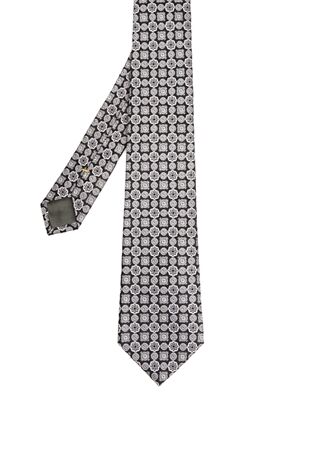 Canali Erkek Siyah Mikro Desenli İpek Kravat EU