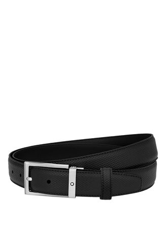 Montblanc Erkek Siyah Dokulu Deri Kemer EU