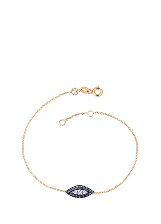 Kısmet by Milka Kadın Mavi Markiz Göz Formlu Safir Taşlı Altın Rengi Bileklik EU Kısmet by Milka Kadın Mavi Markiz Göz Formlu Safir Taşlı Altın Rengi Bileklik EU